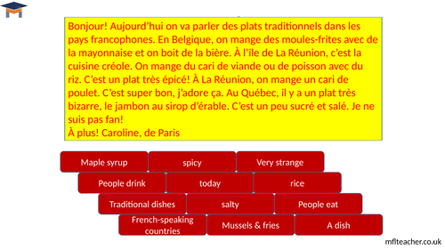 French - Francophone food reading challenge | Teaching Resources