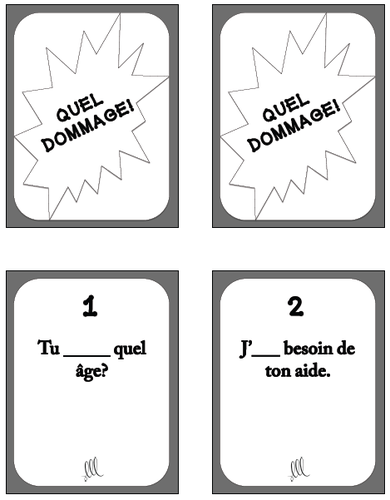 GCSE FRENCH: French avoir expressions game - Quel Dommage! | Teaching ...