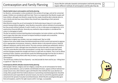 AQA GCSE Relationships and Families | Teaching Resources