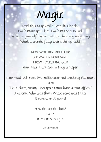 Magic poem reading corner display poster | Teaching Resources