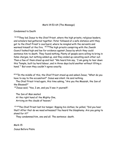 Christianity Scheme of Work - The Passion (Arrest, Trial, Crucifixion ...