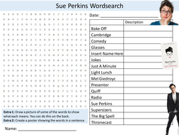 Sue Perkins Wordsearch Famous People Celebrities Starter Settler ...