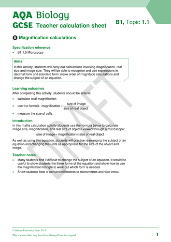 New GCSE AQA 9-1 Biology B1 Microscopes | Teaching Resources