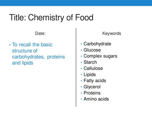 New 9-1 GCSE AQA Biology B3 Chemistry of Food and Required Practical ...