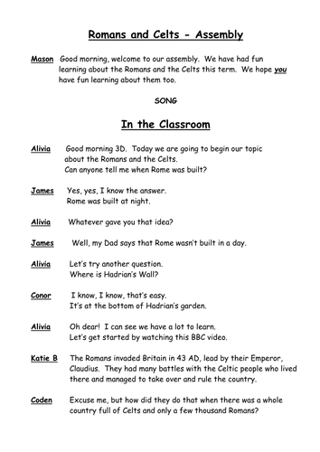 KS2 Romans and Celts Assembly | Teaching Resources