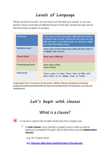 Worksheet - clauses, fragments and sentences (ideal for NAPLAN or ...