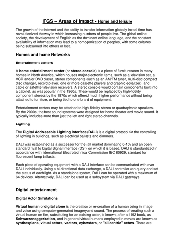 International Baccalaureate – ITGS – Strand 2 - SL/HL – Home and ...