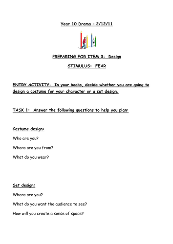 How to write and stage a monologue - stimulus: fear; GCSE Drama ...