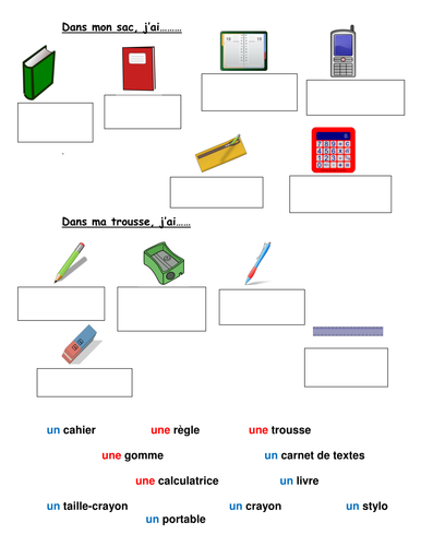 Expo 1, Module 1(p.8, 9,16 and 17) 'Dans mon sac' and 'Les Couleurs ...