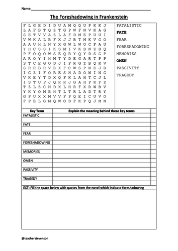 Frankenstein Word searches Worksheets - Activity or Homework ...