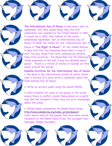 International Day of Peace Freebie | Teaching Resources