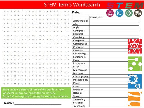 STEM Terms Wordsearch Science Technology Engineering Maths Starter ...