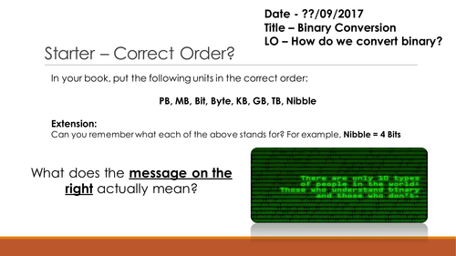GCSE Computer Science (Binary Conversion and Binary Shifts) | Teaching Resources