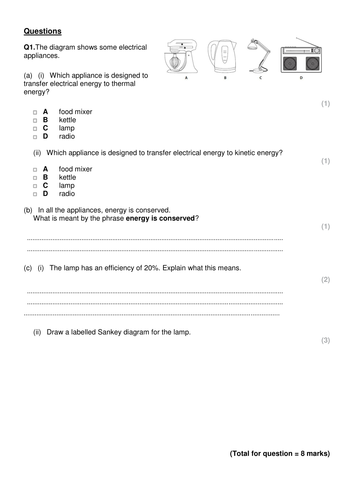 Bitesize Energy revision - Energy transfers and efficiency | Teaching ...