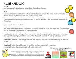 Pirate Math Card Game | Teaching Resources