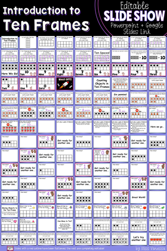 Introduction to Ten Frames Editable Powerpoint Slide Show for Numbers 0 ...