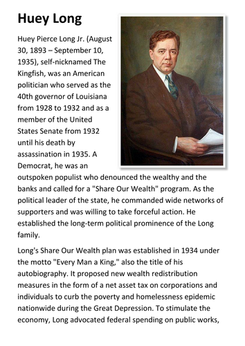 Huey Long Handout | Teaching Resources