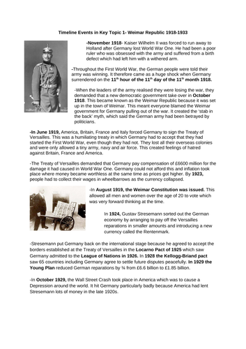Edexcel 9-1 History GCSE - Weimar and Nazi Germany - Lesson 1 ...
