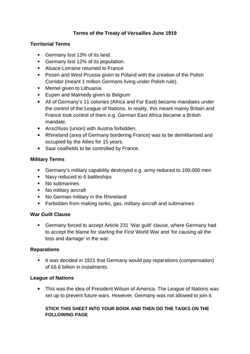 Edexcel 9-1 History GCSE -Weimar and Nazi Germany - Treaty of ...