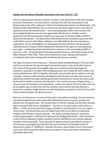 Edexcel 9-1 History GCSE - Weimar and Nazi Germany - Stresemann's ...