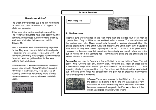 First World War -Lesson 5 - Life in the Trenches | Teaching Resources