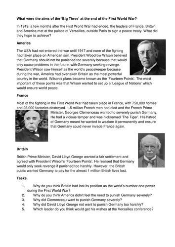 First World War - Lesson 11 - Treaty of Versailles | Teaching Resources