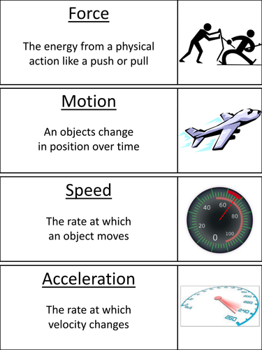 Force and Motion Word Wall Cards | Teaching Resources