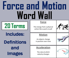 Force and Motion Word Wall Cards | Teaching Resources
