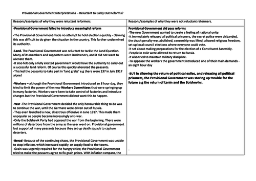 A Level History - OCR - Russia and its Rulers - Provisional Government ...