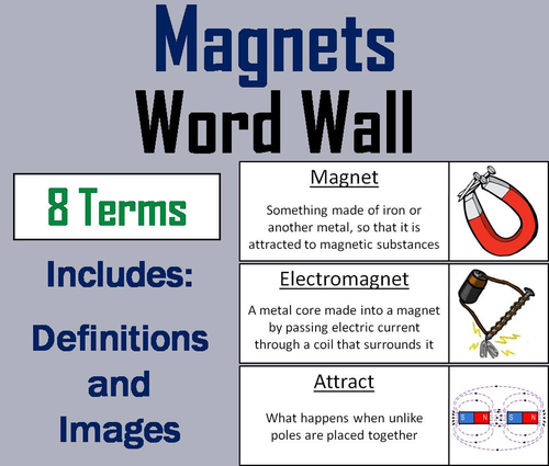 Magnets and Magnetism Word Wall Cards | Teaching Resources