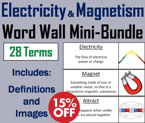 Electricity and Magnetism Word Wall Mini Bundle | Teaching Resources