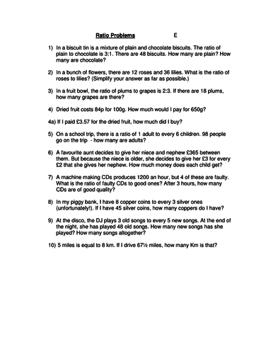 Ratio word problems Y 5/6 with answers | Teaching Resources