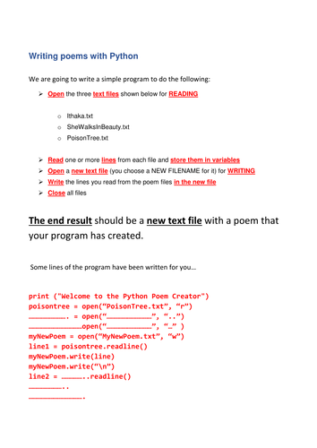 GCSE - Python File Handling (OCR NEA preparation) | Teaching Resources