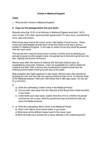 Crime and Punishment - Edexcel 9-1 History GCSE - Medieval England ...