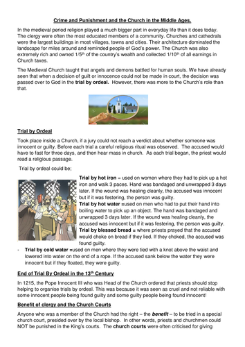 Crime and Punishment - Edexcel 9-1 History GCSE - Influence of Church ...