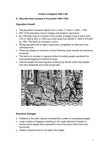 Lesson 6 -Crime 1500-1700 -Edexcel 9-1 Crime and Punishment | Teaching ...