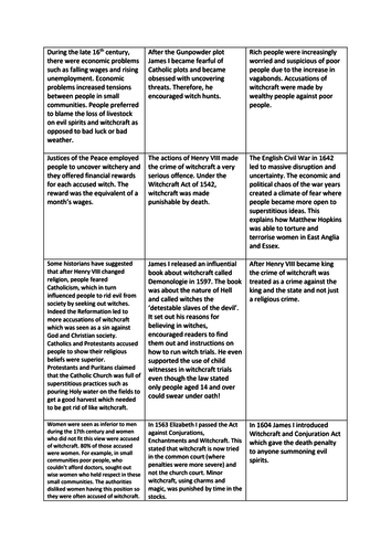 Lesson 7 - Witchcraft 1500-1700 - Edexcel 9-1 Crime and punishment ...