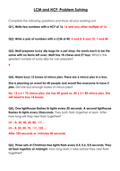 LCM and HCF worded problems worksheet with solutions - Edexcel ...
