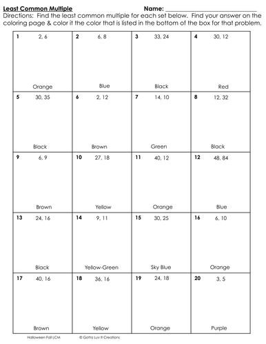 Halloween Math - Least Common Multiple LCM | Teaching Resources