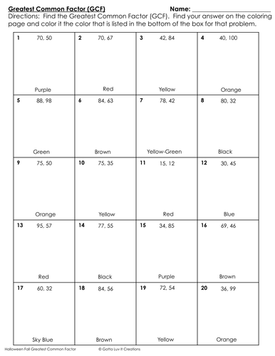 Halloween Math - Greatest Common Factor GCF | Teaching Resources