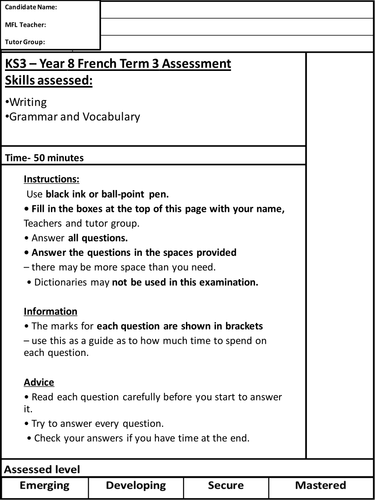 Year 8 French Mastery Pack - Studio 2 Rouge - New assessments ...