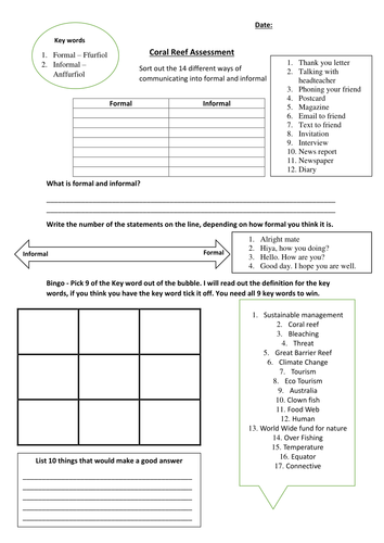 Coral Reef: Assessment | Teaching Resources