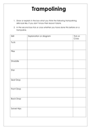 Trampolining Worksheets | Teaching Resources