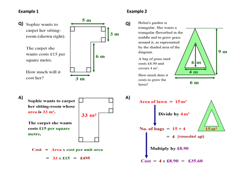 Area to Money Contextual Problems | Teaching Resources