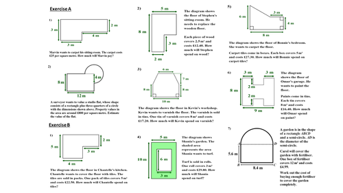 Area to Money Contextual Problems | Teaching Resources