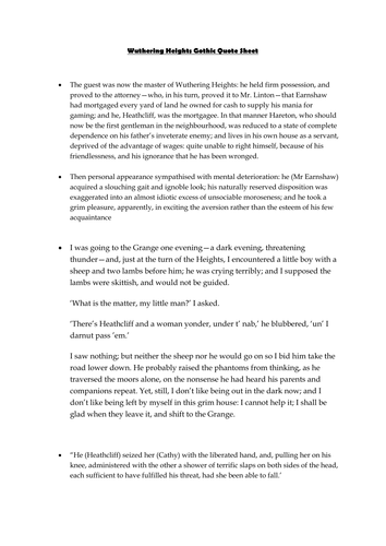 Gothic Literature- Wuthering Heights' | Teaching Resources