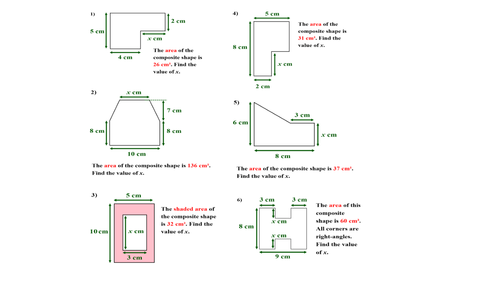 Problems of Area and Algebra (Linear) | Teaching Resources