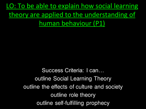 Unit 11 Psychological Perspectives Social Learning Theory (Health and ...