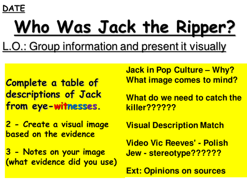 Jack the Ripper - Suspects - Lessons 2 & 3 | Teaching Resources