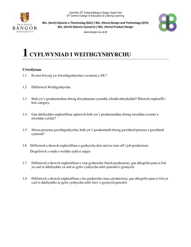 Intro To Manufacturing Teaching Resources